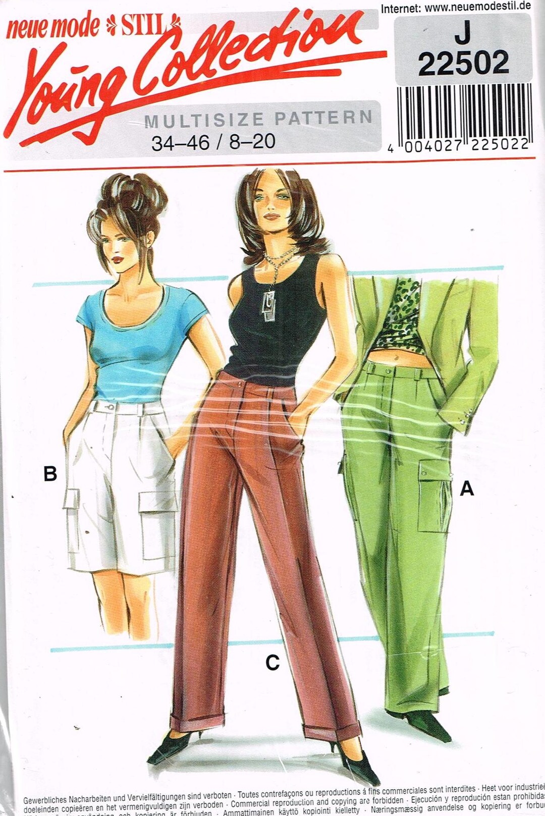 Cargo Pants European Sewing Pattern J22502 Neue Mode Stil Young ...