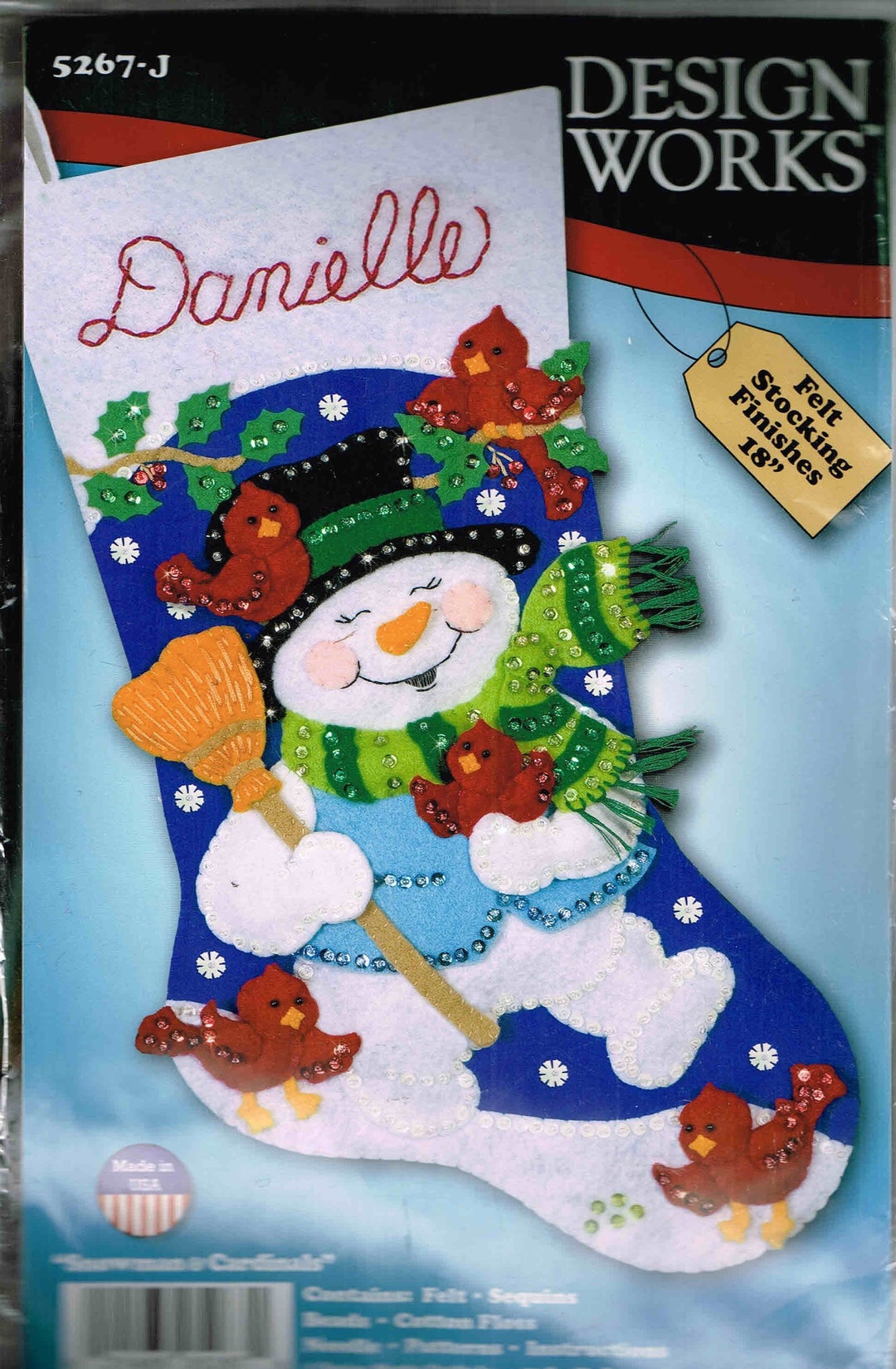 Felt Christmas Stocking Kit 18 Snowman and Cardinals Stocking Kit ...