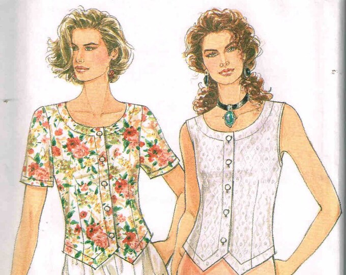 Simplicity 9012 Misses Vest Style Top Short or Sleeveless Shirt Sewing ...
