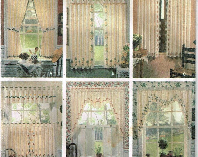 Sewing Pattern Curtain Panels, Cafe and Tie Back Kitchen Valance ...