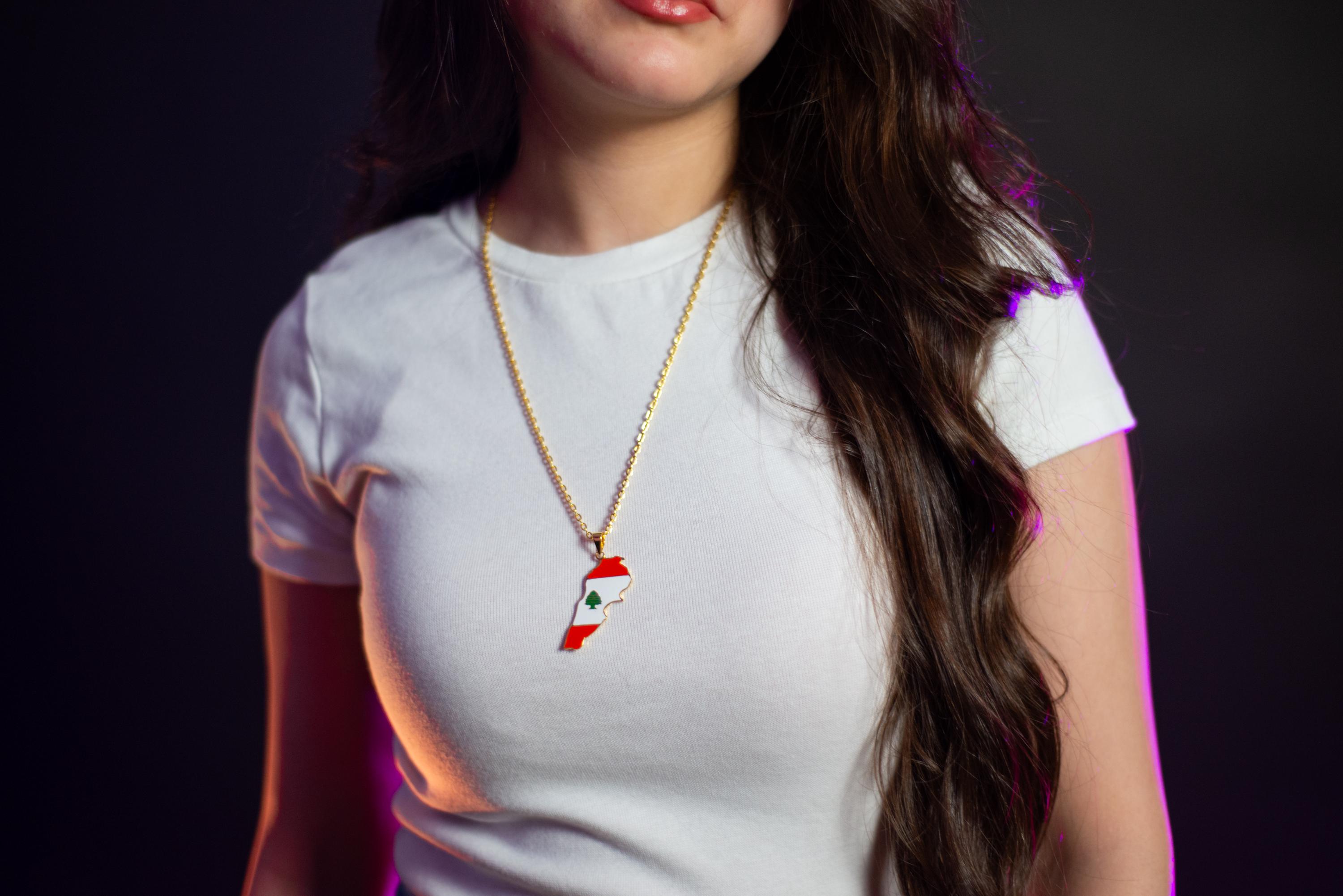 Lebanon Flag; Lebanon Map; 24k Double Gold-plated; Middle Eastern ...