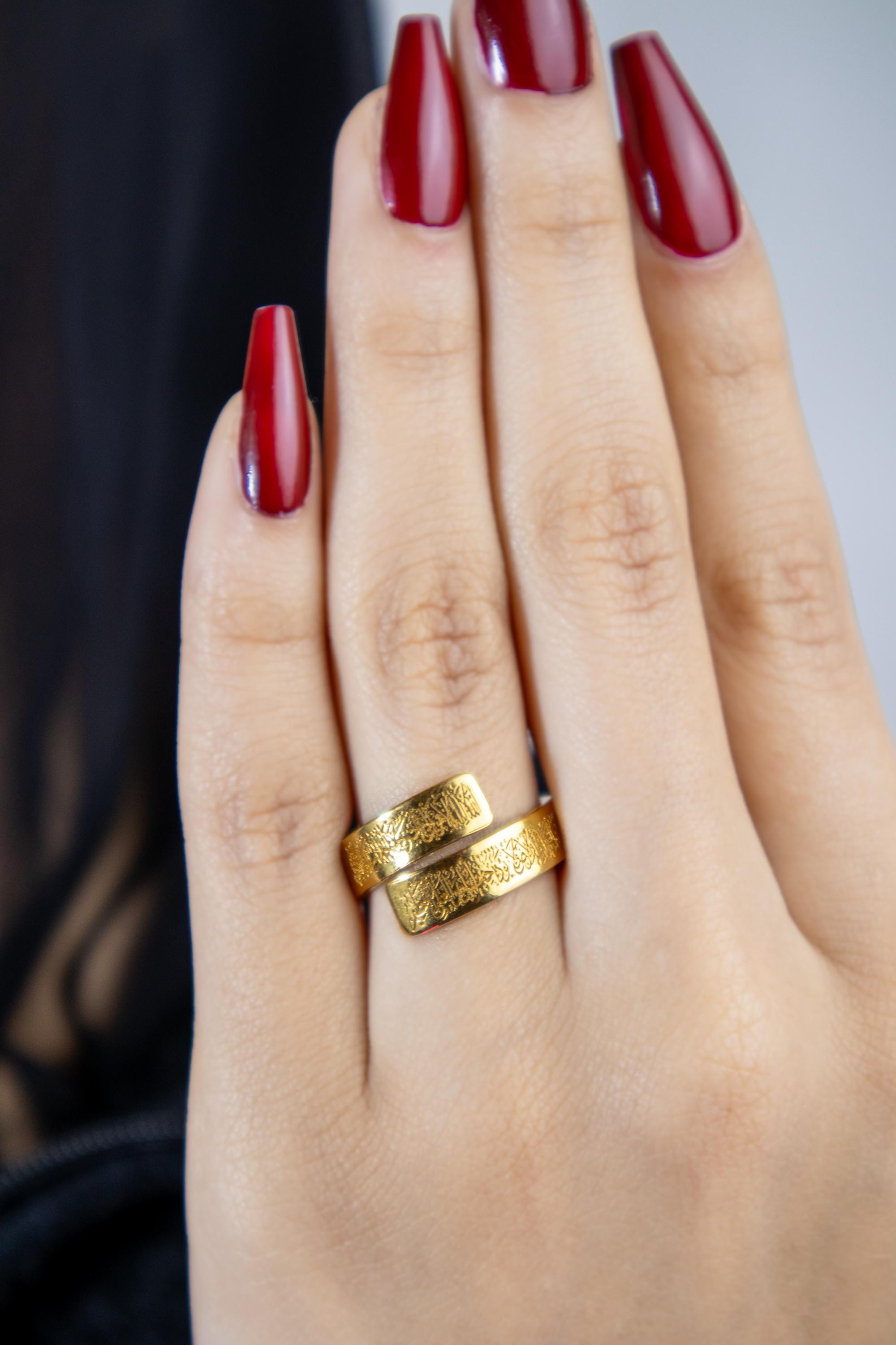 Ayatul Kursi Ring; 24k Gold-plated; Islamic Calligraphy Jewelry; Quran ...