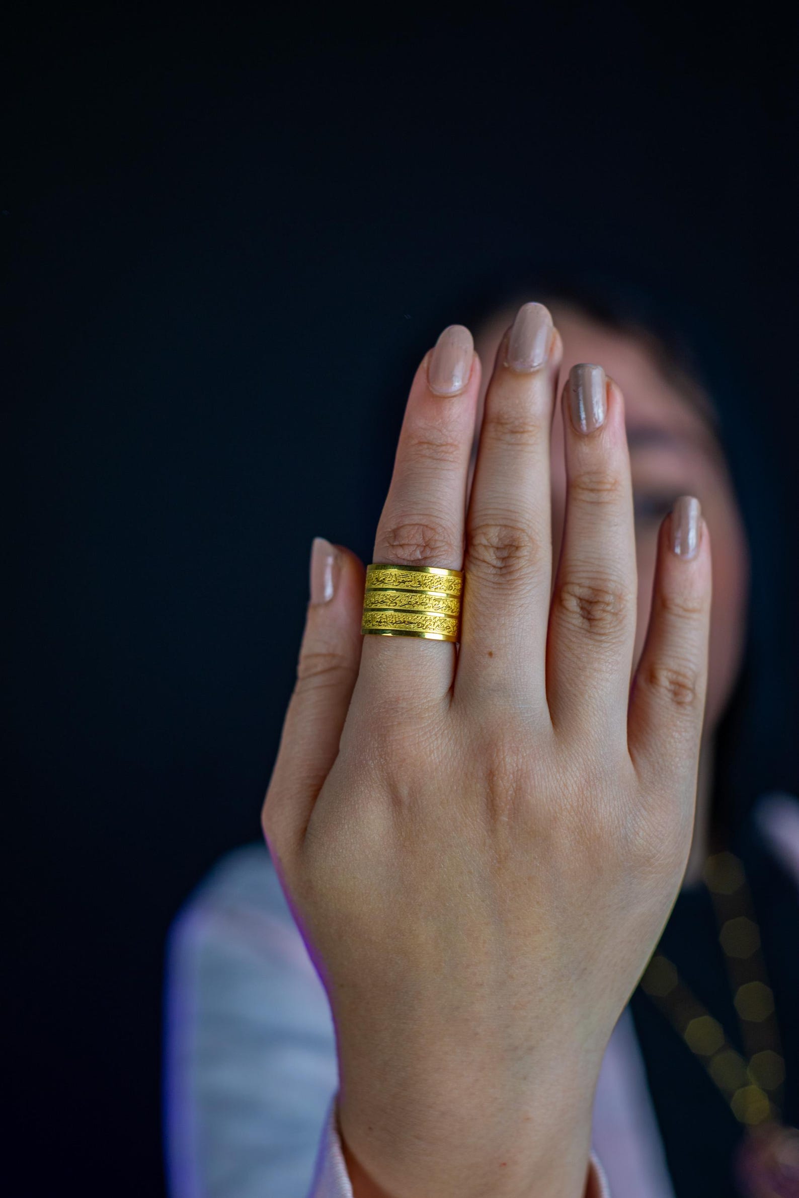 Ayatul Kursi Ring; 24k Gold-plated; Islamic Calligraphy Jewelry; Quran ...