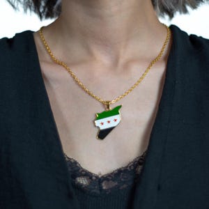 Syria Flag; Syria Map; 24k Double Gold-plated; Middle Eastern Jewelry ...