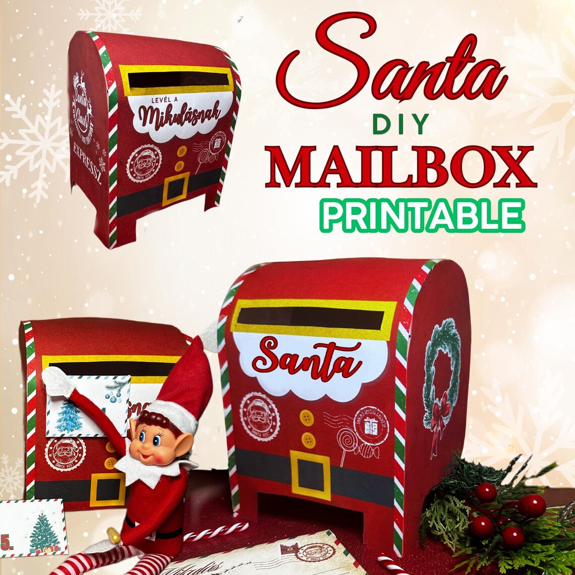 Santa Mailbox DIY PRINTABLE - Etsy