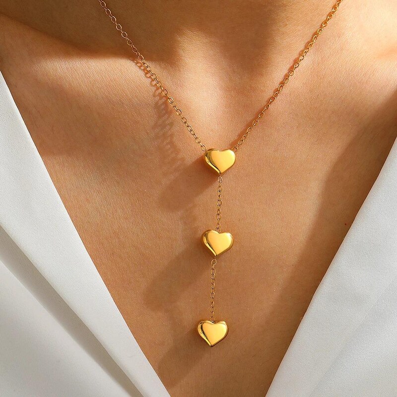 Triple Heart Pendant - Etsy