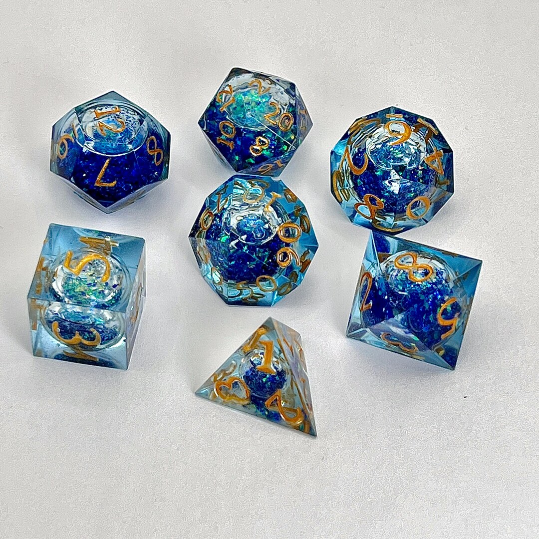 Blue Liquid Core Resin Dice Set, DND Role Playing Games - Etsy UK