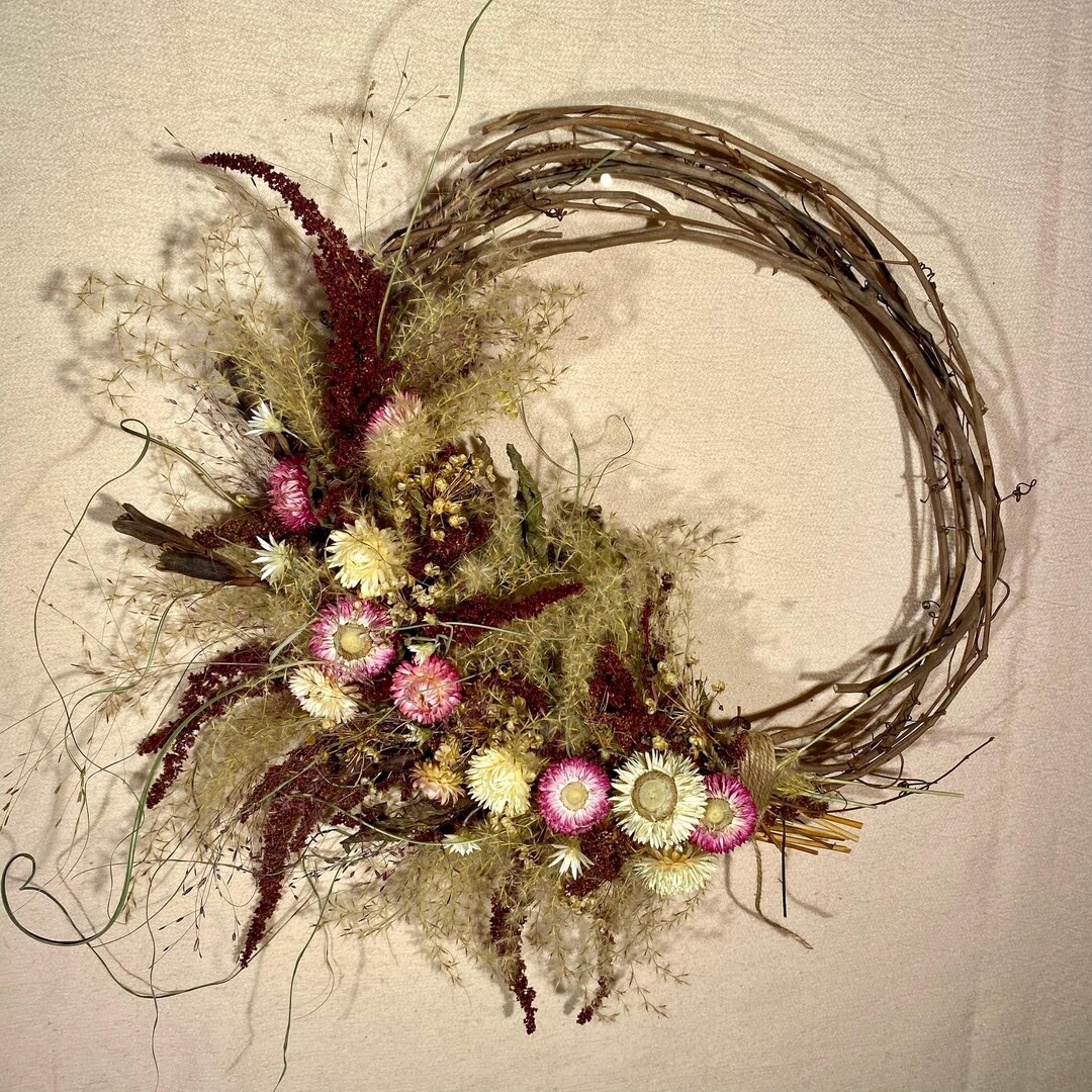 Everlasting Strawflower & Amaranth Wreath - Etsy
