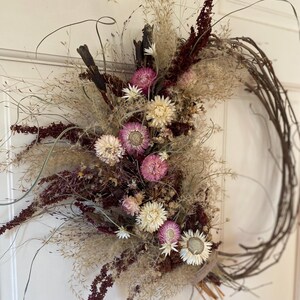 Everlasting Strawflower & Amaranth Wreath| Dried Flower Door Decor ...