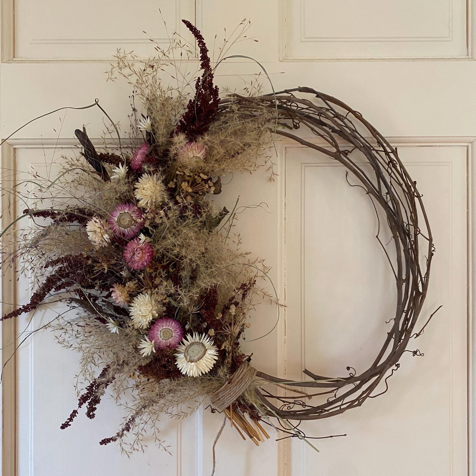 Everlasting Strawflower & Amaranth Wreath| Dried Flower Door Decor ...