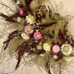 Everlasting Strawflower & Amaranth Wreath| Dried Flower Door Decor ...