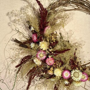 Everlasting Strawflower & Amaranth Wreath| Dried Flower Door Decor ...