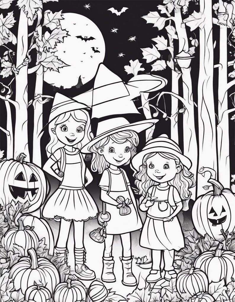 Cute Kids Halloween Coloring Book - Etsy