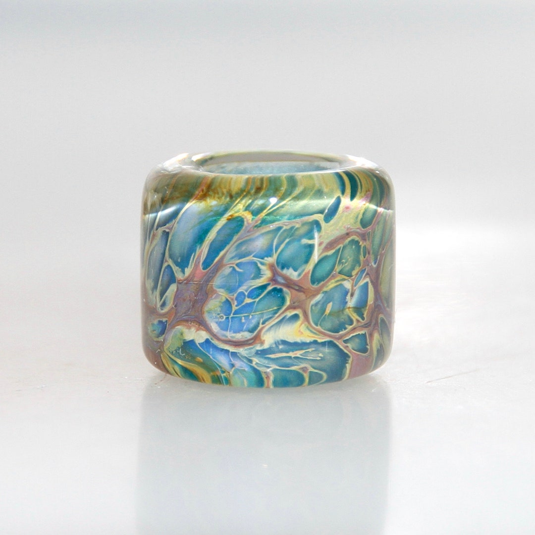 Swampy Green Blue Lustre Glass Dread Bead With 7mm Hole - Etsy