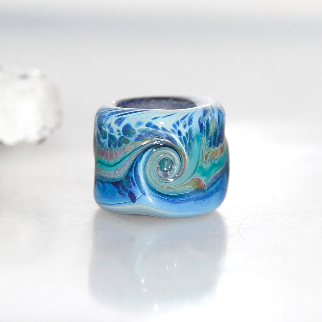 Turtle Bay Swirly Lampwork Glass Dread Bead 8mm Hole - Etsy