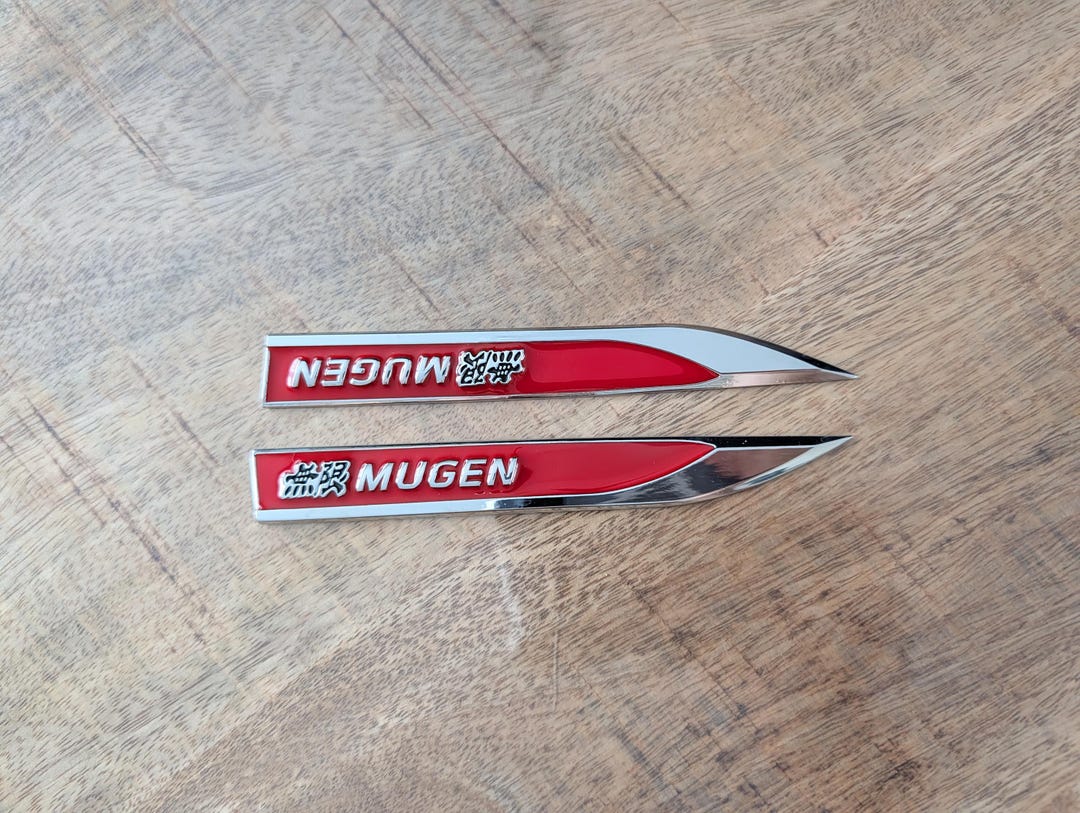 2 MUGEN Red Silver Metal Wing Logos 14.5cm×2.5cm - Etsy UK
