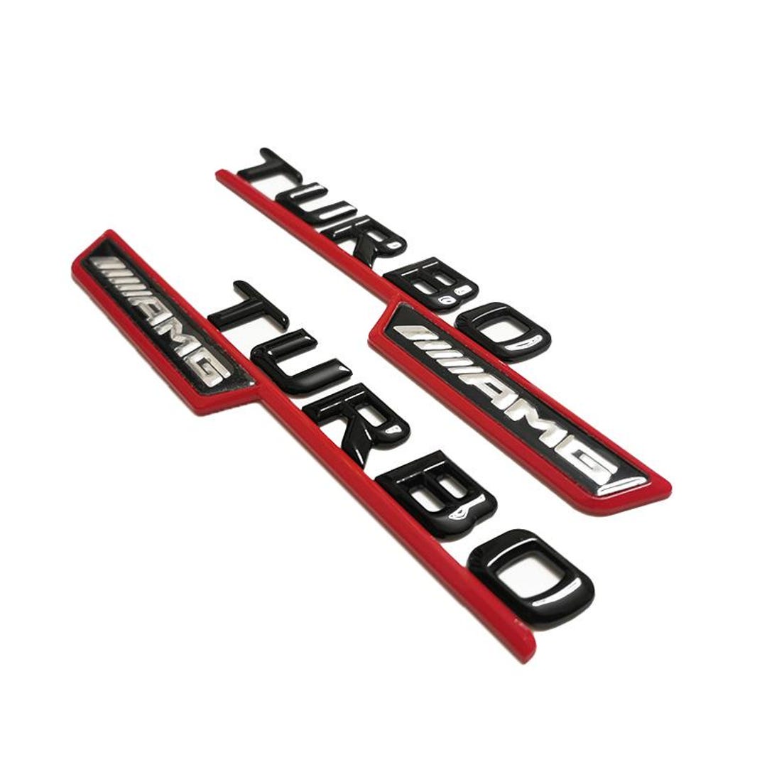 2 AMG Turbo Emblems - Black + Red - 150 X 30 Mm - Etsy