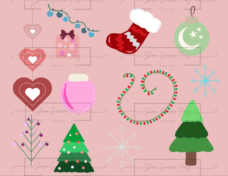Whimsical Christmas Clip Art, Hand Drawn Holiday Designs (digital ...