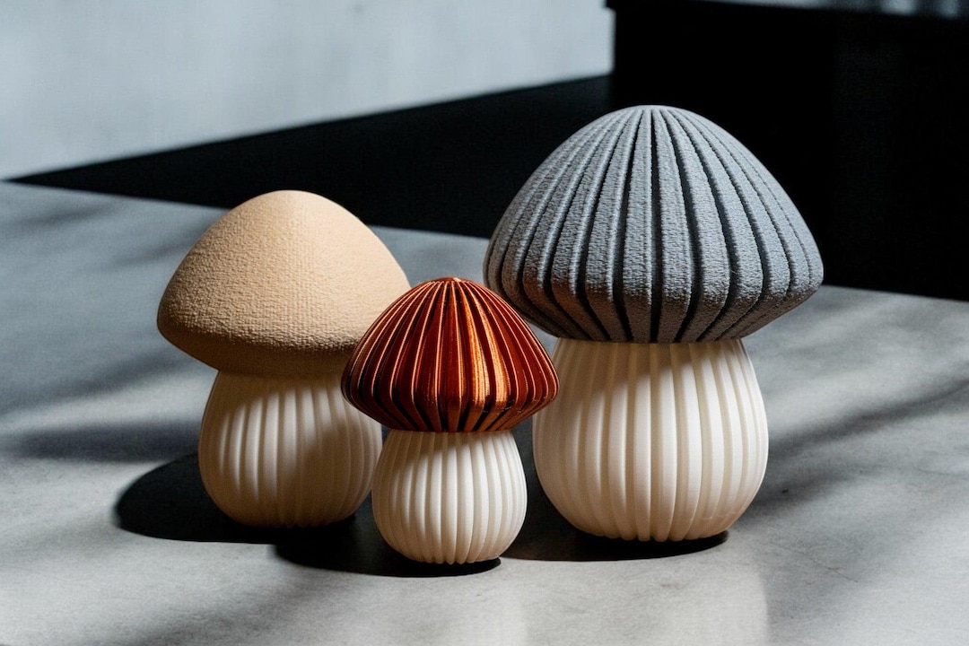 3D Printed Mushroom Decor Set Modern Textured Mushrooms for Home or ...