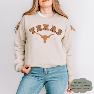 Texas Longhorns Crewneck Sweatshirt, Gildan 18000, Texas Sweatshirt ...