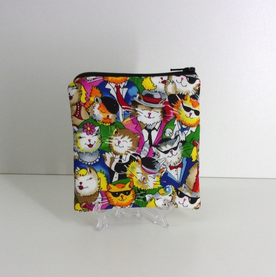 Cats Coin Purse Gift Card Holder Card Case Small Padded Zippered Pouch ...
