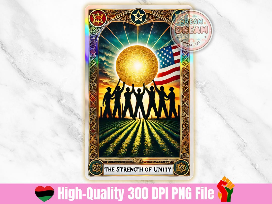 The Strength of Unity Tarot Card PNG, Holographic Black History Month ...