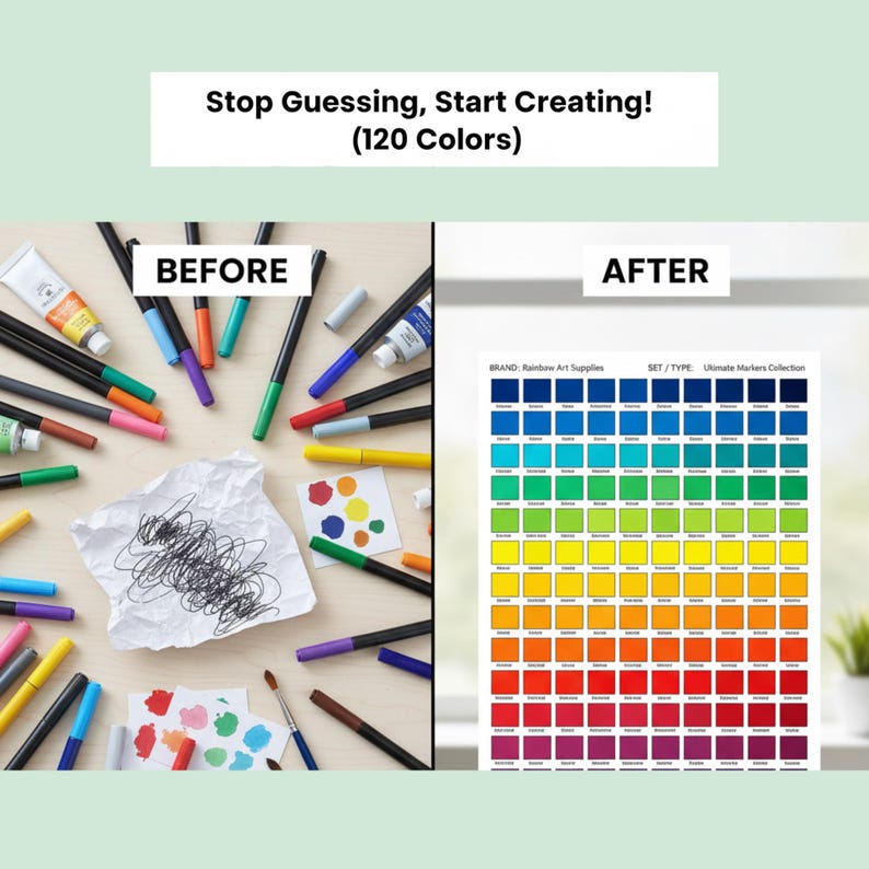 120 Color Swatch Chart Printable: Marker, Gel Pen Testing Sheet ...