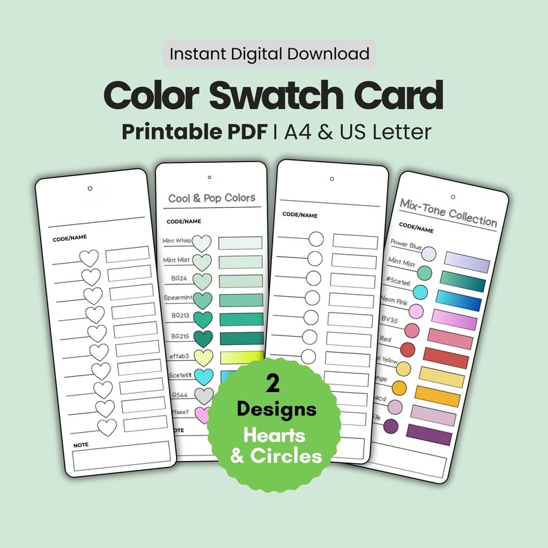 Printable Marker Swatch Card – Heart & Circle Color Chart (PDF) - Etsy