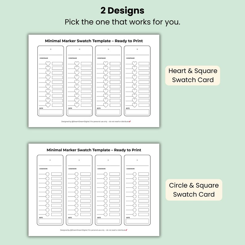 Printable Marker Swatch Card – Heart & Circle Color Chart (PDF) - Etsy