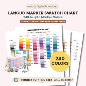 Languo 240 Acrylic Marker Swatch Chart | Color Tracker (PDF PNG) - Etsy
