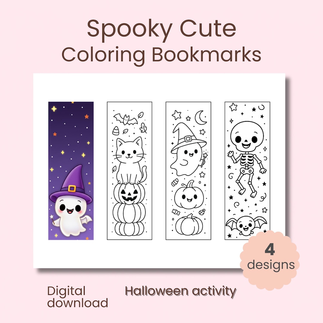 Halloween Coloring Bookmarks – DIY Activity (PDF & PNG) - Etsy