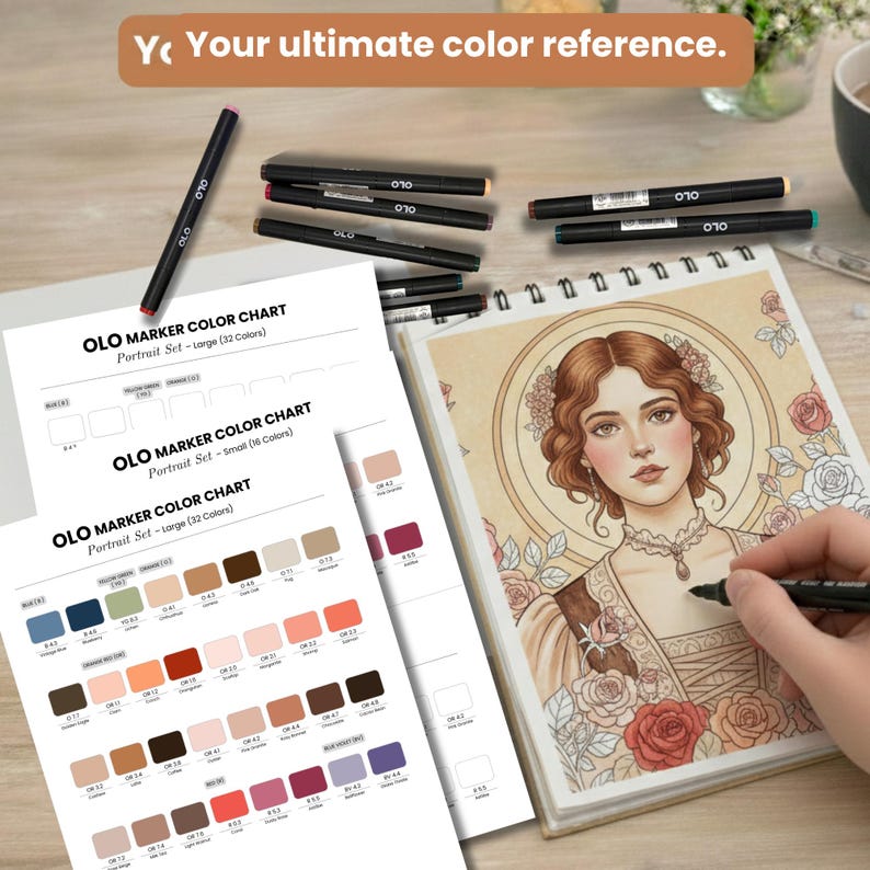 OLO Marker Portrait Color Chart Bundle | 16 & 32 Skin Tone Swatches ...