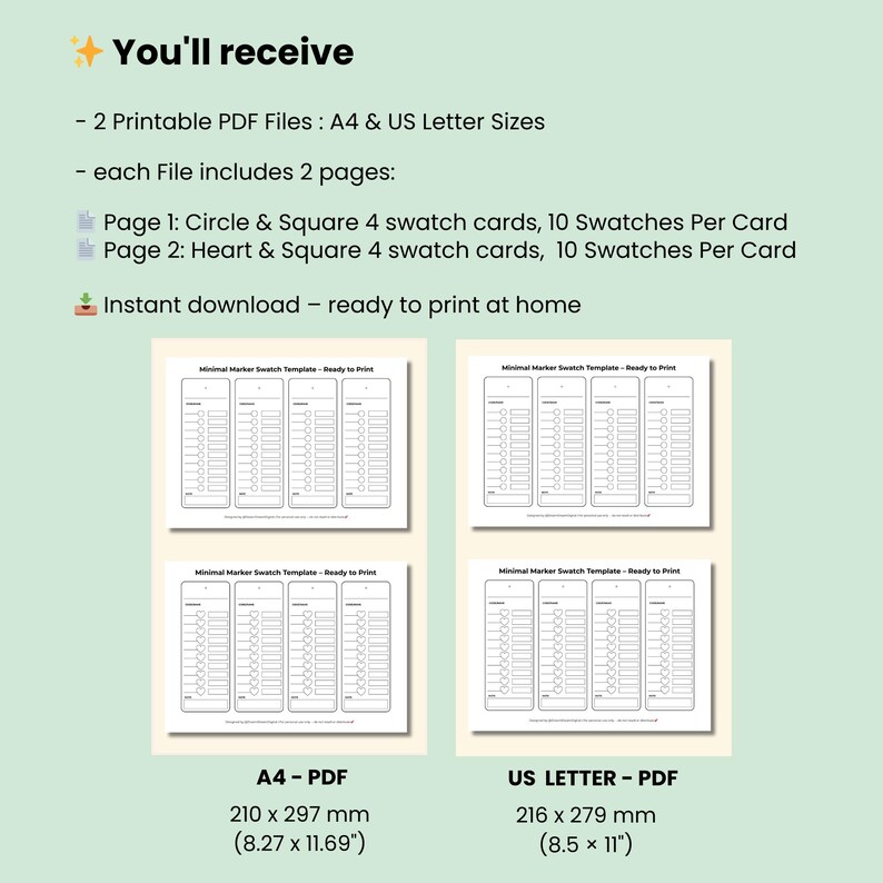 Printable Marker Swatch Card – Heart & Circle Color Chart (PDF) - Etsy