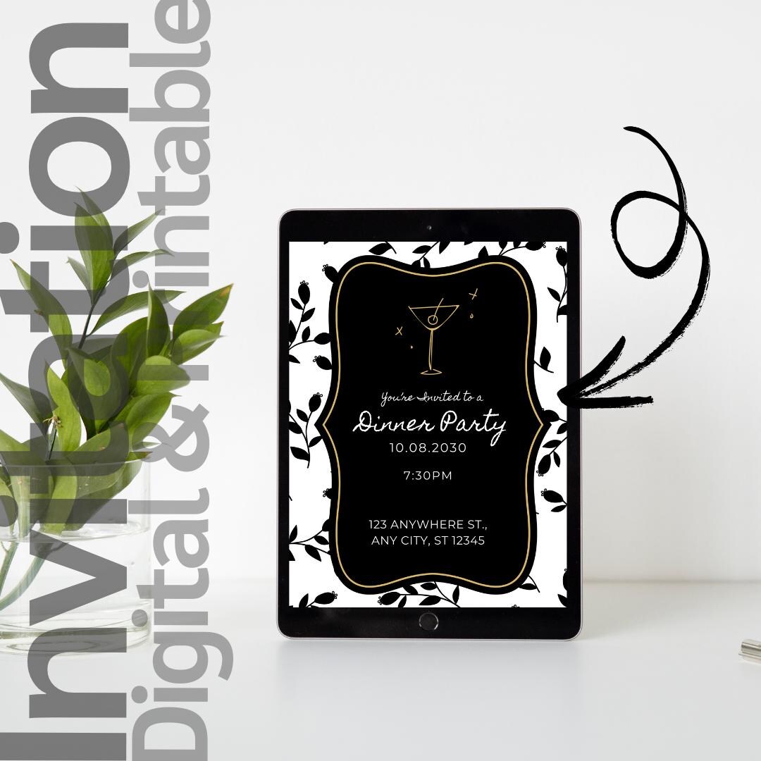 Editable Trendy Dinner Invitation Card Printable | Affordable 6x4 ...