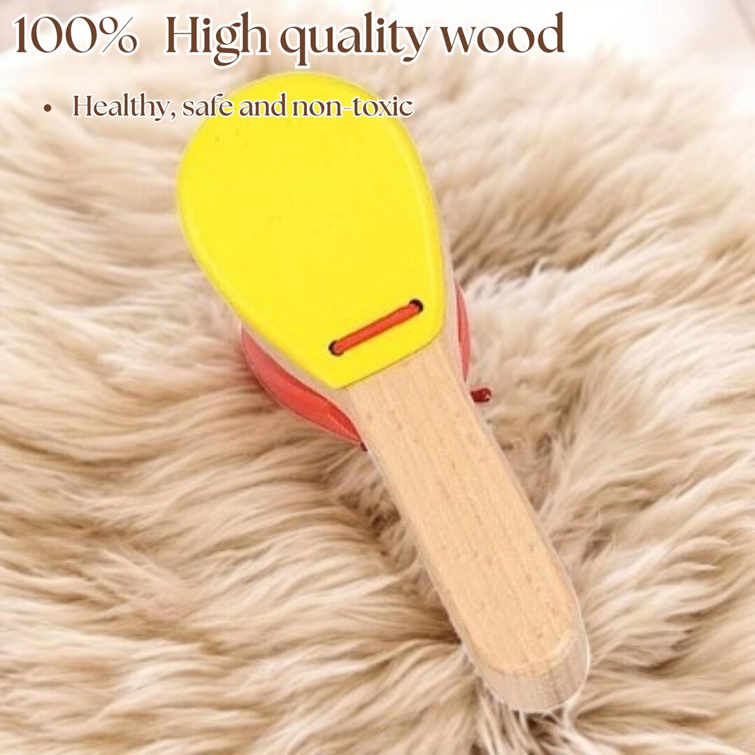 Montessori Wooden Percussion Instrument, Orff Yellow Clap Toy for Kids ...