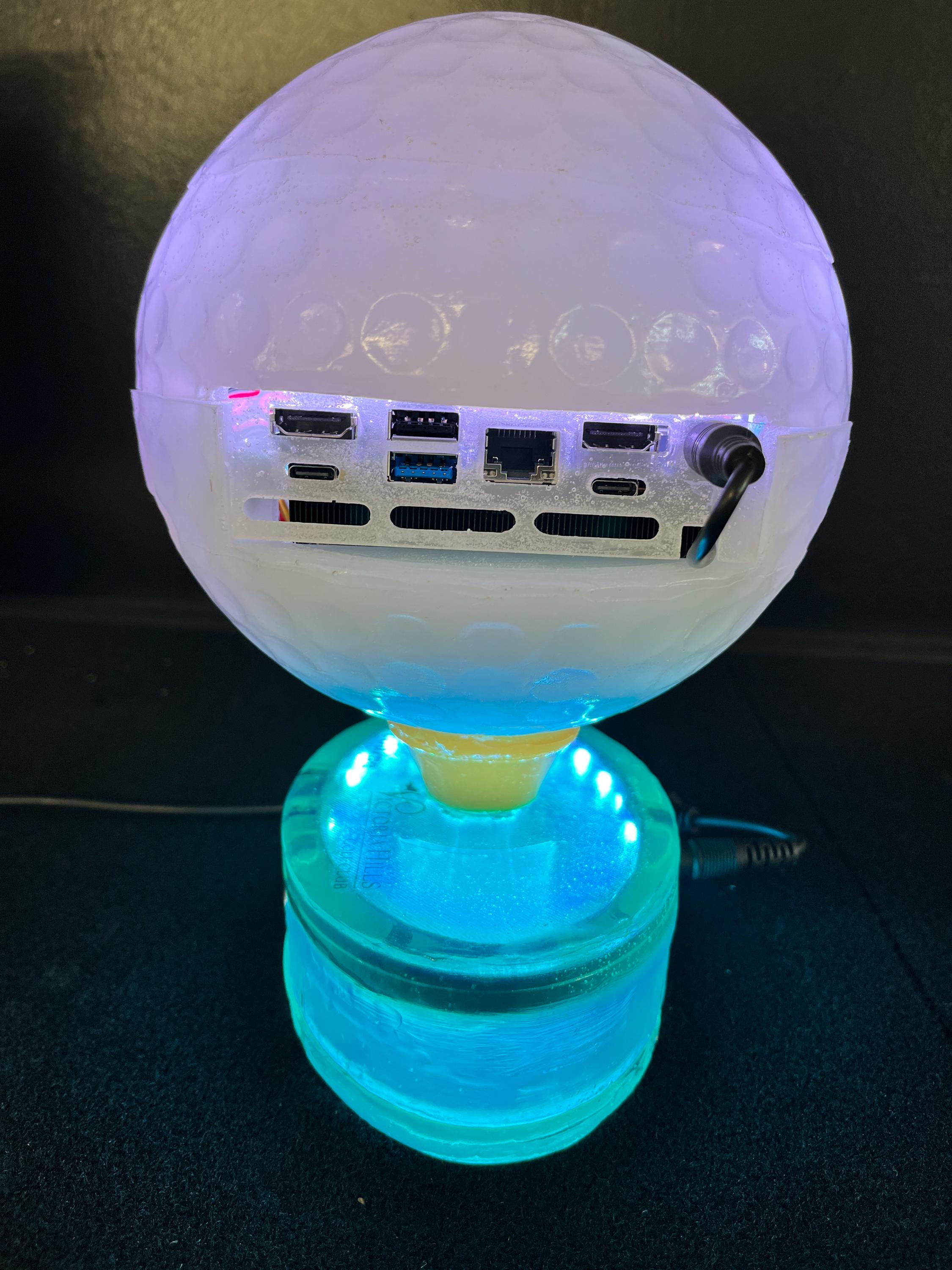 Golf Ball Shaped Computer Tower on Tee on Green With RGB Lights - Etsy