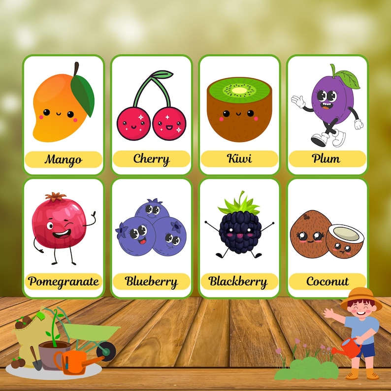 48 Flashcards With Fruits and Vegetables Printables for Kids - Etsy