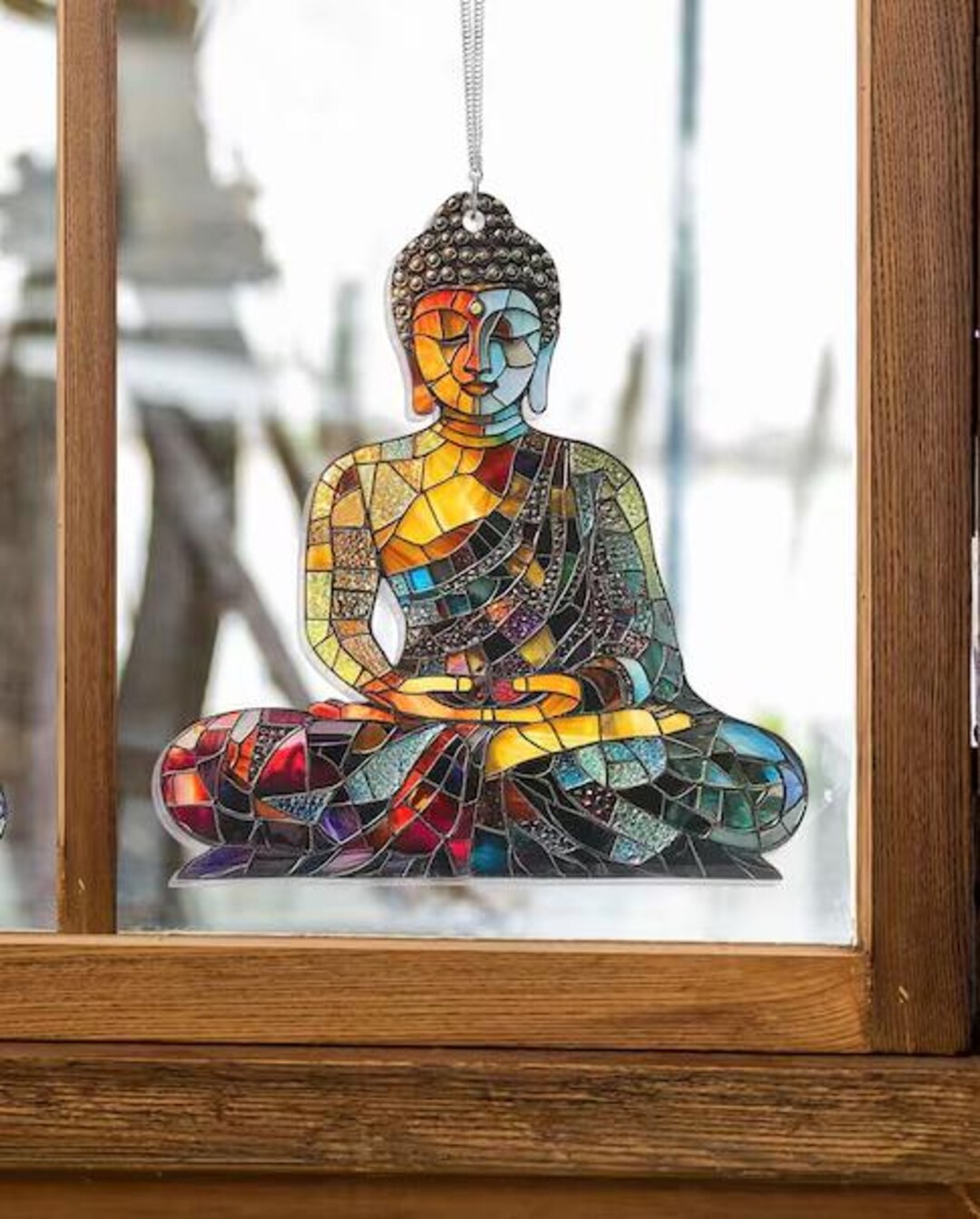 Buddha Suncatcher Hanging Sign, Peaceful Buddha Holiday Decor, Buddha ...