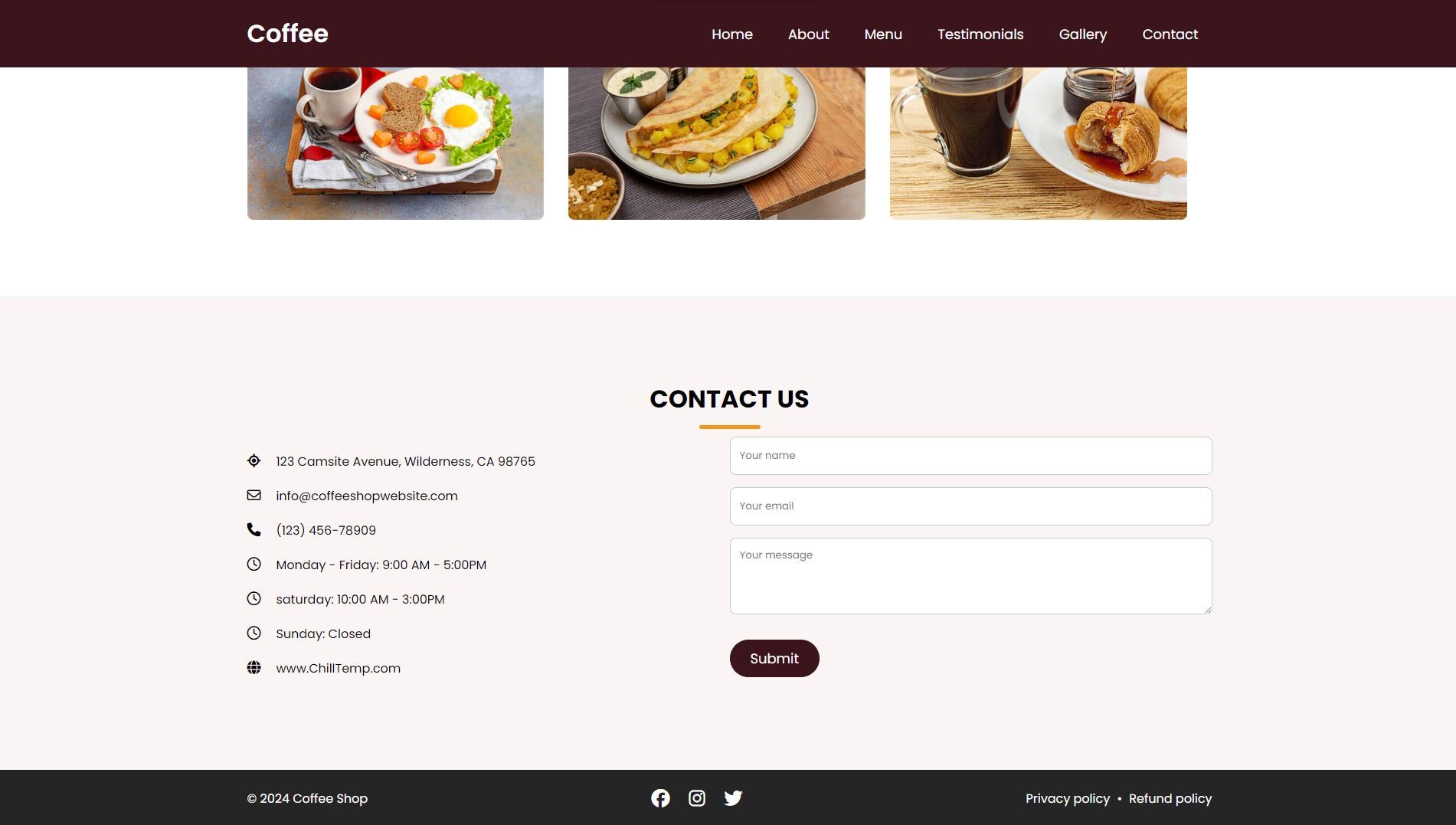 Responsive Coffee Shop Website Template – Customizable HTML/CSS/JS ...