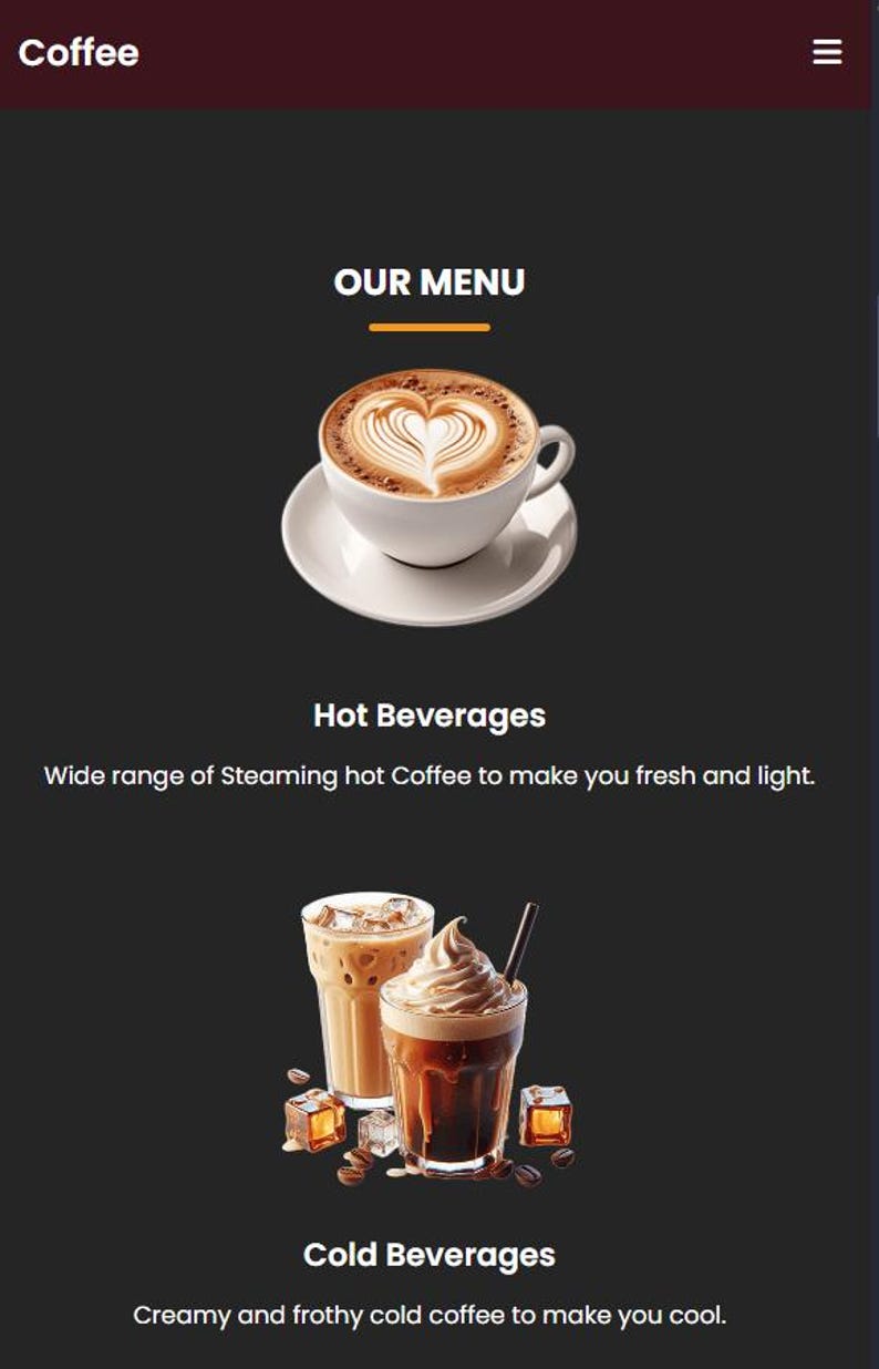 Responsive Coffee Shop Website Template – Customizable HTML/CSS/JS ...