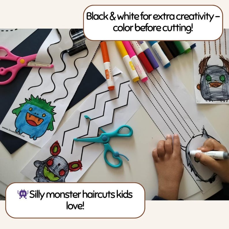Monster Haircut Scissor Practice | Fine Motor Cutting Activity for ...