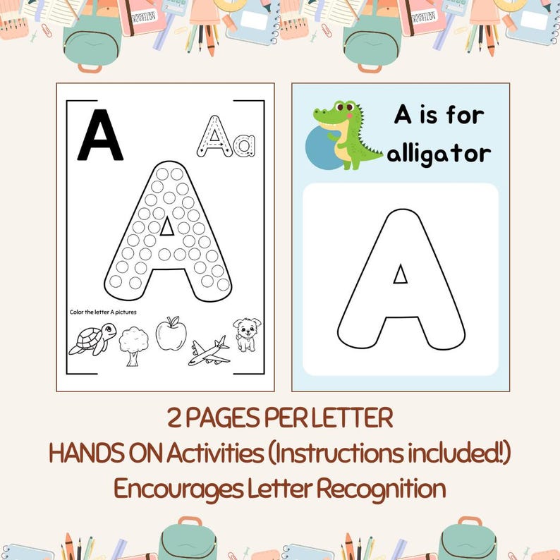 Learn the Abcs Through Play! A-Z Activity Book With Mini Dots for ...