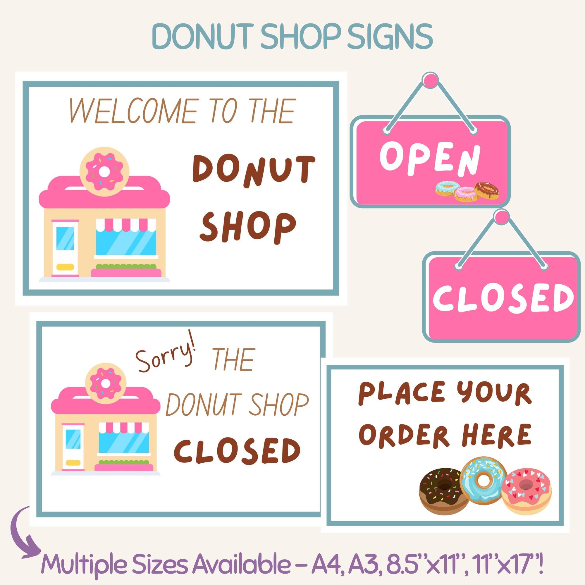 Donut Shop Dramatic Play Pack, Printable Pretend Play | Preschool ...