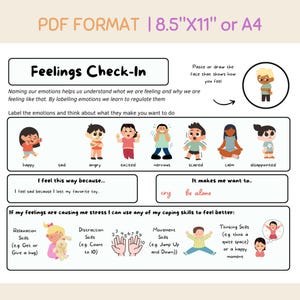 Feelings Check-in Worksheet for Kids: Emotional Regulation (PDF) - Etsy