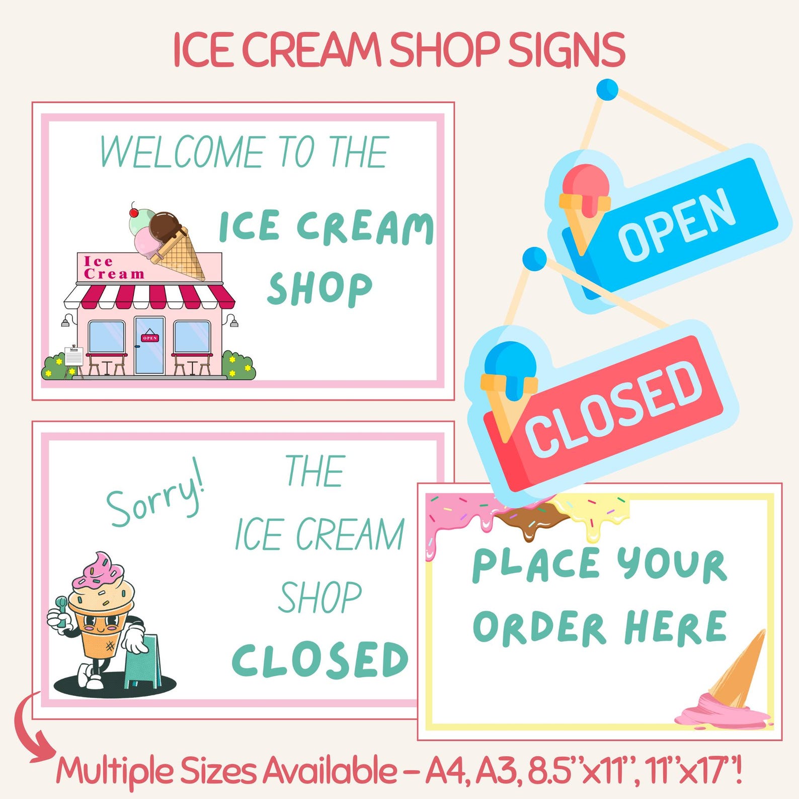 Ice Cream Shop Dramatic Play Printables | Pretend Play Ice Cream Stand ...