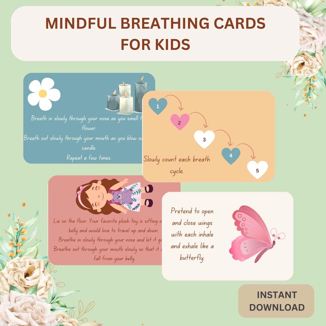 Mindfulness Breathing Technique Cards for Kids| Calm Down Corner Cards ...