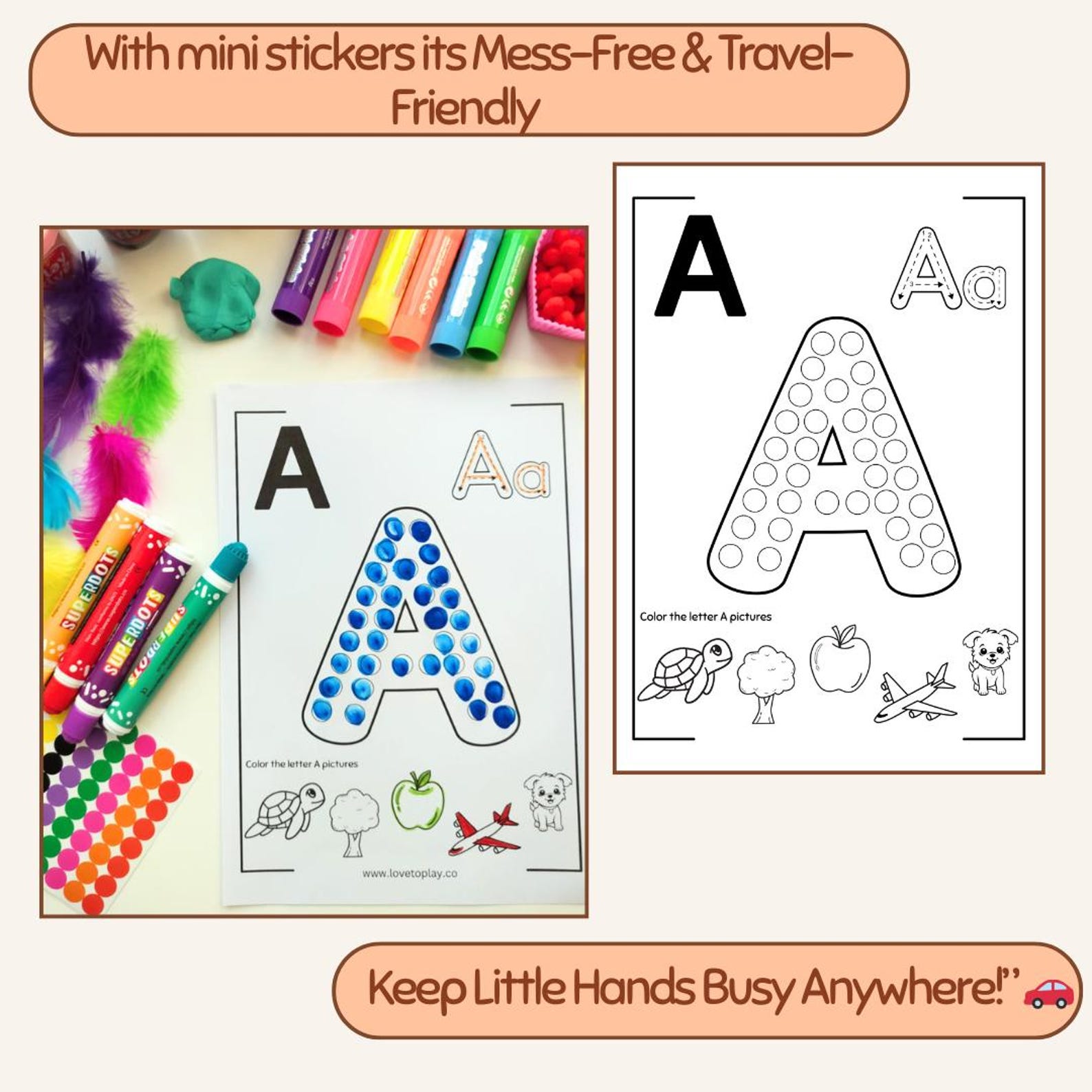 Learn the Abcs Through Play! A-Z Activity Book With Mini Dots for ...