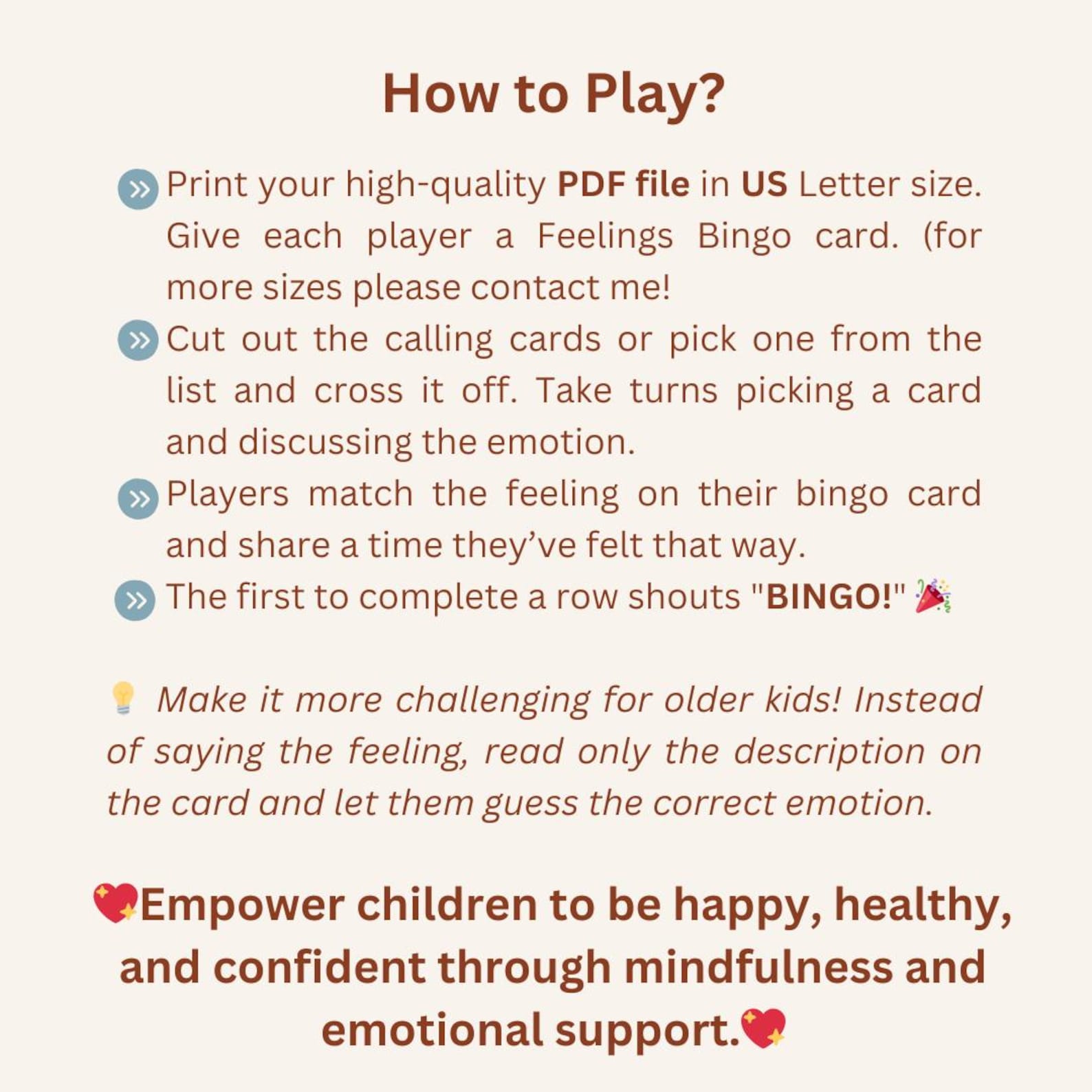 Feelings Bingo Game for Kids: Emotions Learning (printable PDF) - Etsy