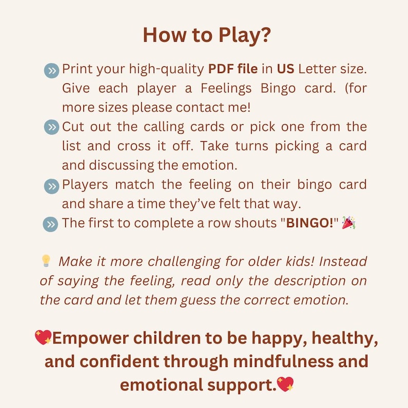 Feelings Bingo Game for Kids | Emotions Learning Activity | Printable ...