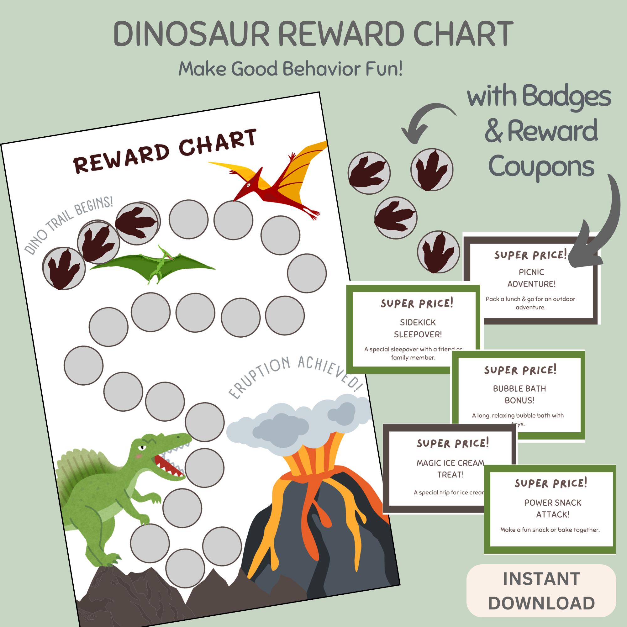 Dinosaur Reward Chart | Printable Toddler Reward Chart | Sticker ...